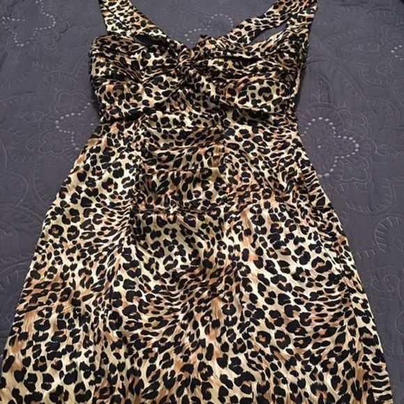 City Triangles | Dresses | Satin Leopard Print Strapped Dress | Poshmark